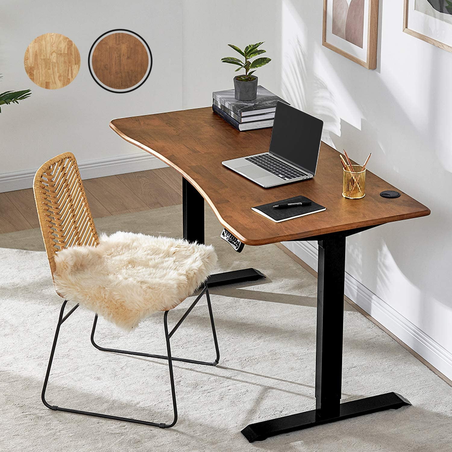 "Mopio 47"" Solid Wood Electric Desk, Height Adjustable with Memory Settings & Alarm" - Walmart.com