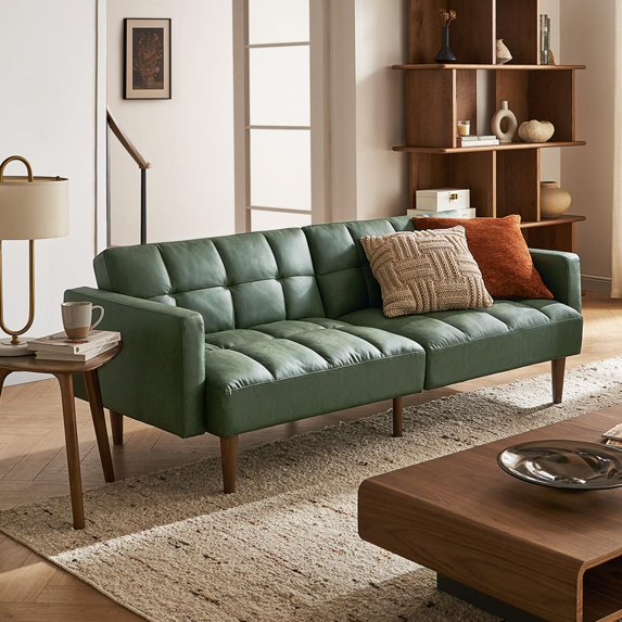 Mopio Aaron Convertible Futon Sofa Sleeper with Arms, Split Back Design ...