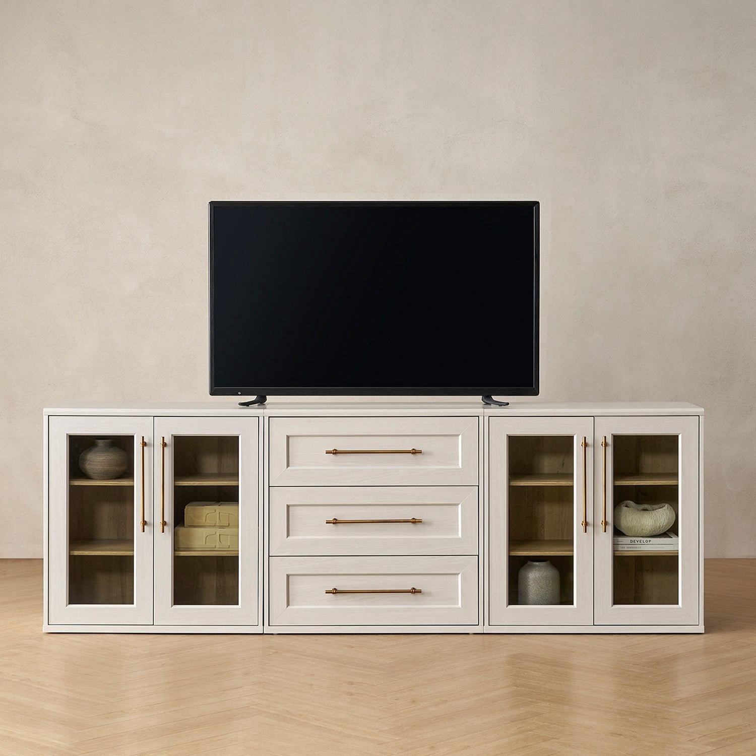 Mopio Blake 3 Piece Entertainment Center with Storage, Modern Farmhouse ...