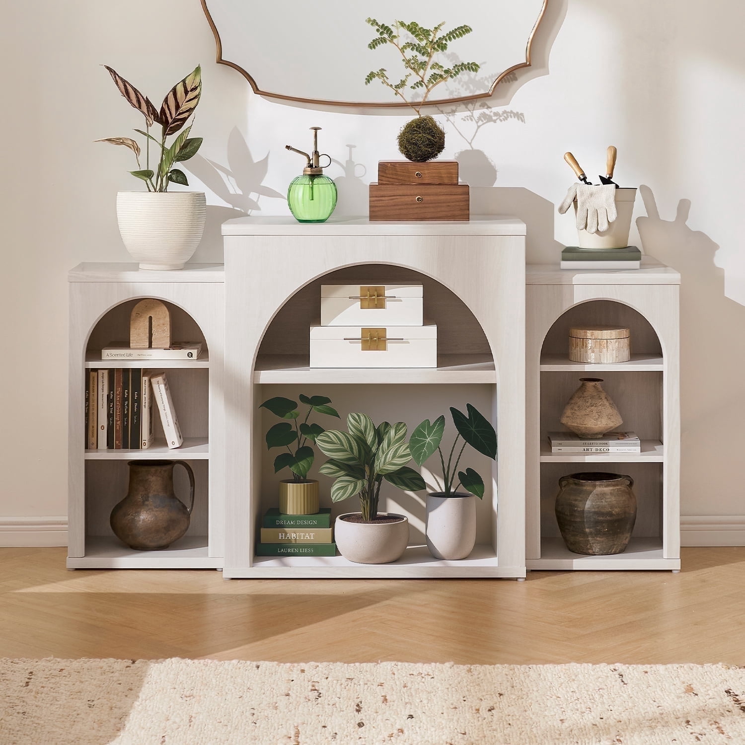 Mopio Blake 59" Arched TV Stand, Fireplace Mantel, Modular Side Storage ...