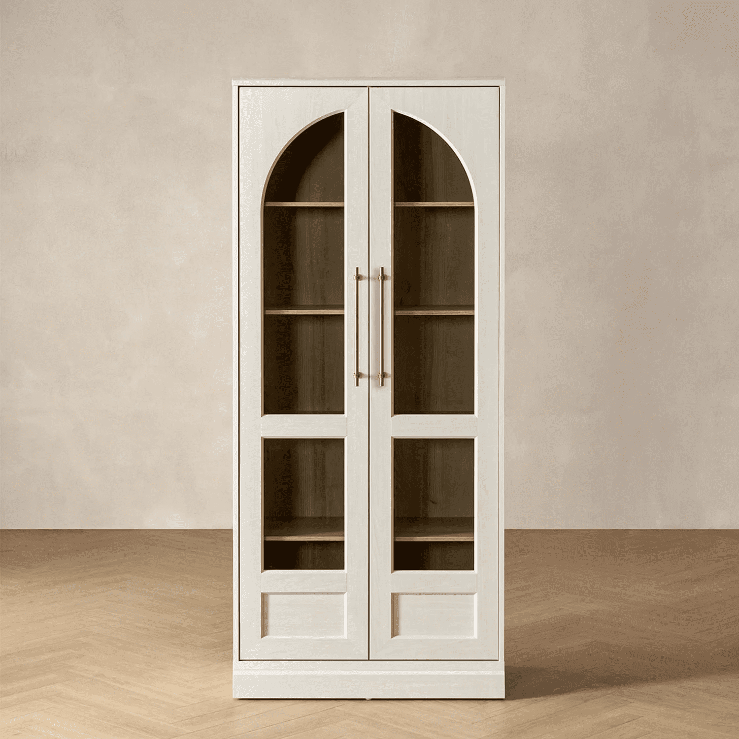 Mopio Blake Tall Display Cabinet, White Curio Cabinet, Modern Farmhouse ...