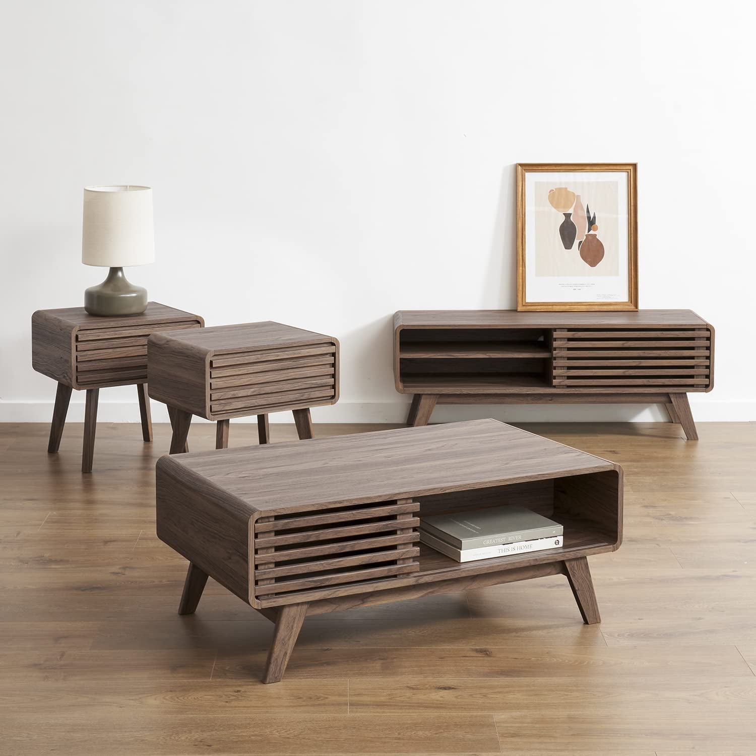 Mopio Ensley Living Room Set (46" TV Stand + Coffee Table + 2 Side ...