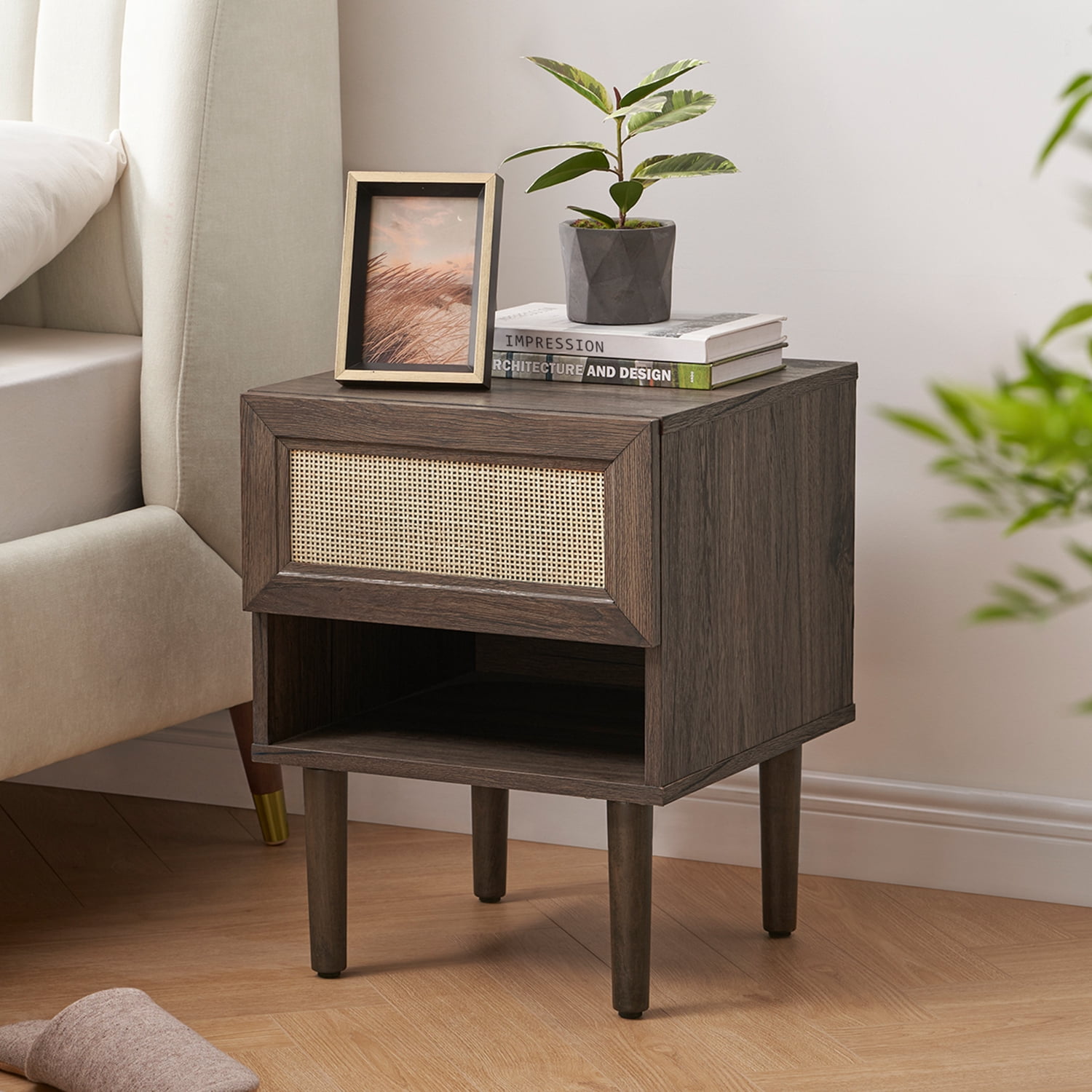 Mopio Haylee Nightstand/Side Table Walnut, End Table for Living Room ...
