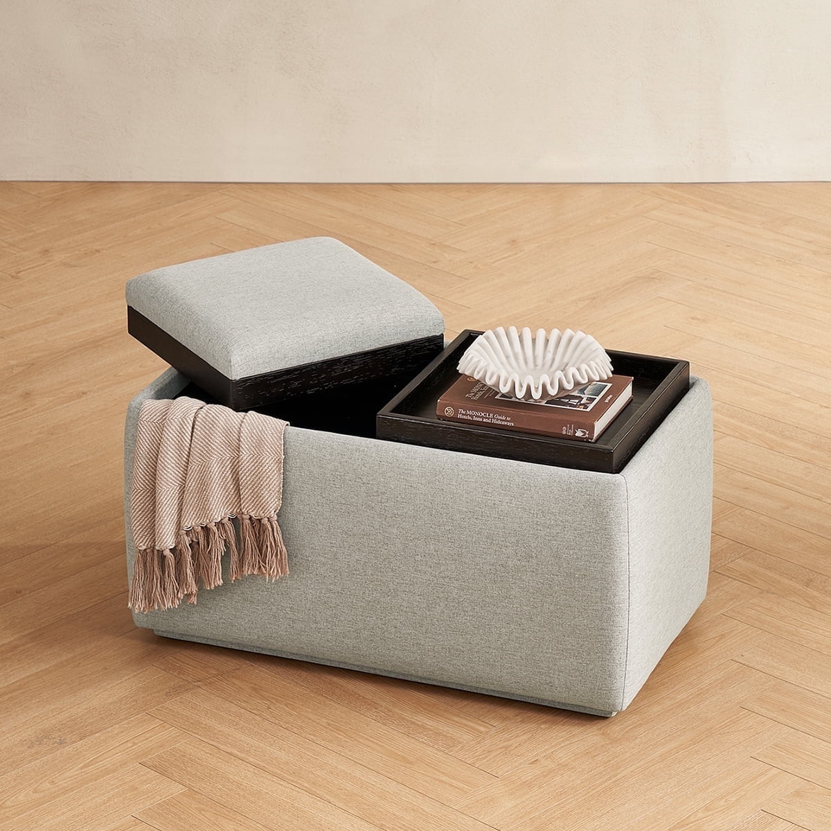 Mopio Levi Storage Tray Bench, Light Gray - Walmart.com