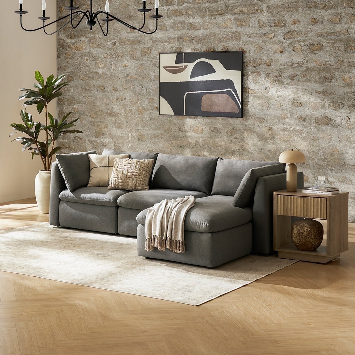 Mopio Macy Oversized Modular Sectional Sofa with Fully Removable Covers ...