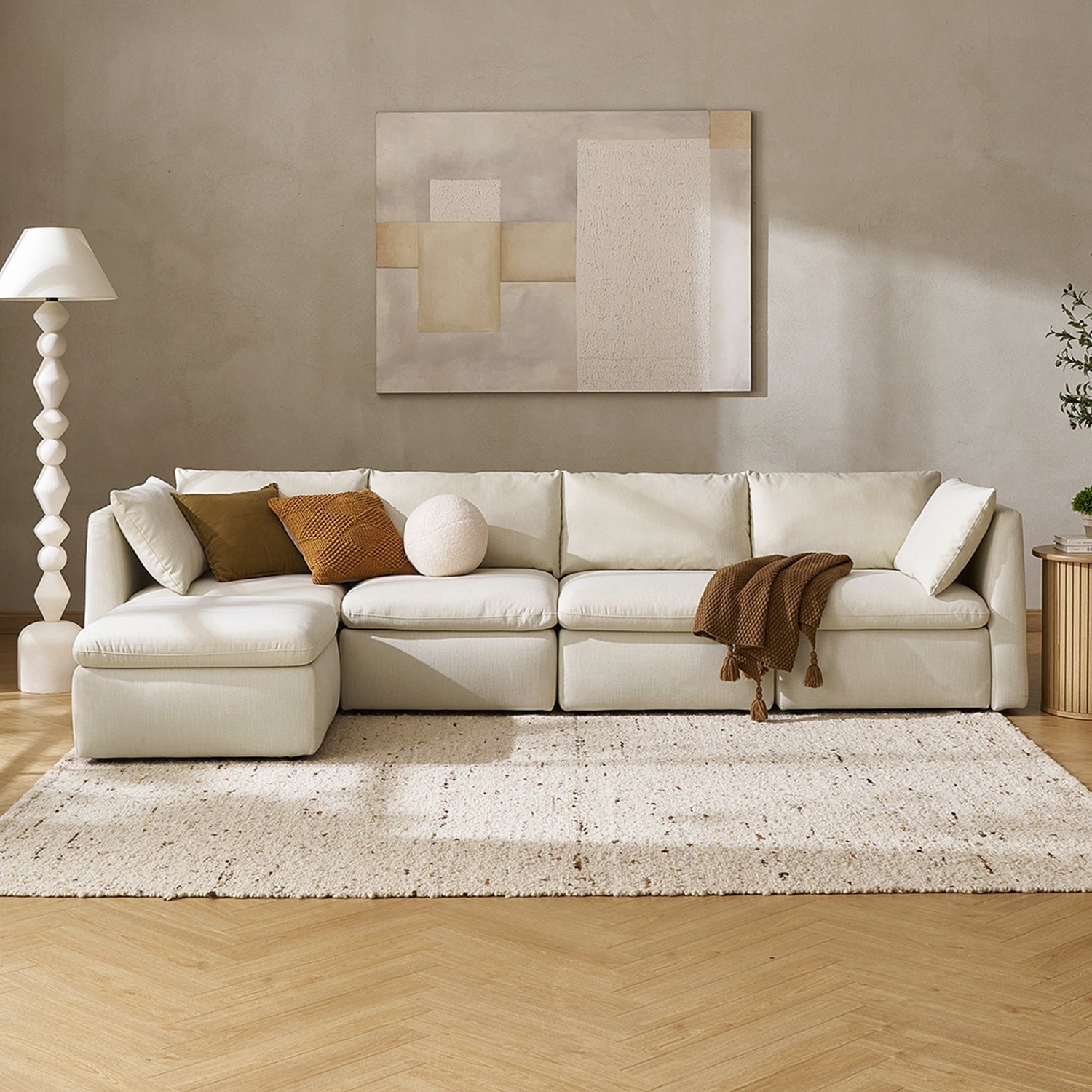 Mopio Oversized Modular Sectional Sofa with Fully Removable Covers and Storage, Convertible L ...