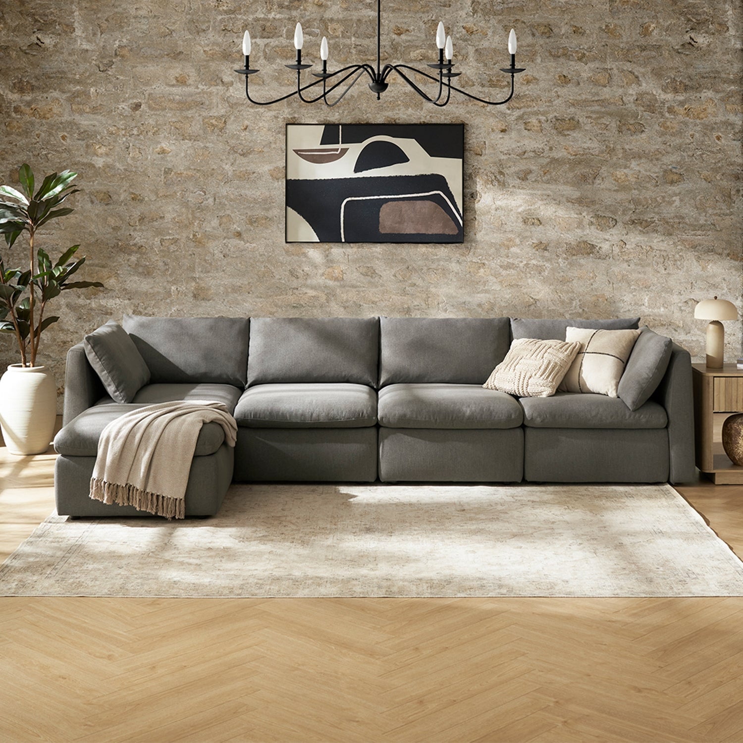 Mopio Oversized Modular Sectional Sofa with Fully Removable Covers and ...