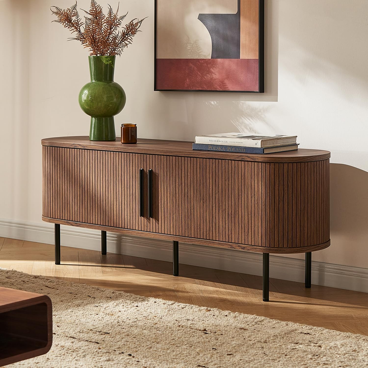 Mopio Stable Television Stand, Wood Walnut, 59.1 x 15.4 x 22.8", 67.5 ...