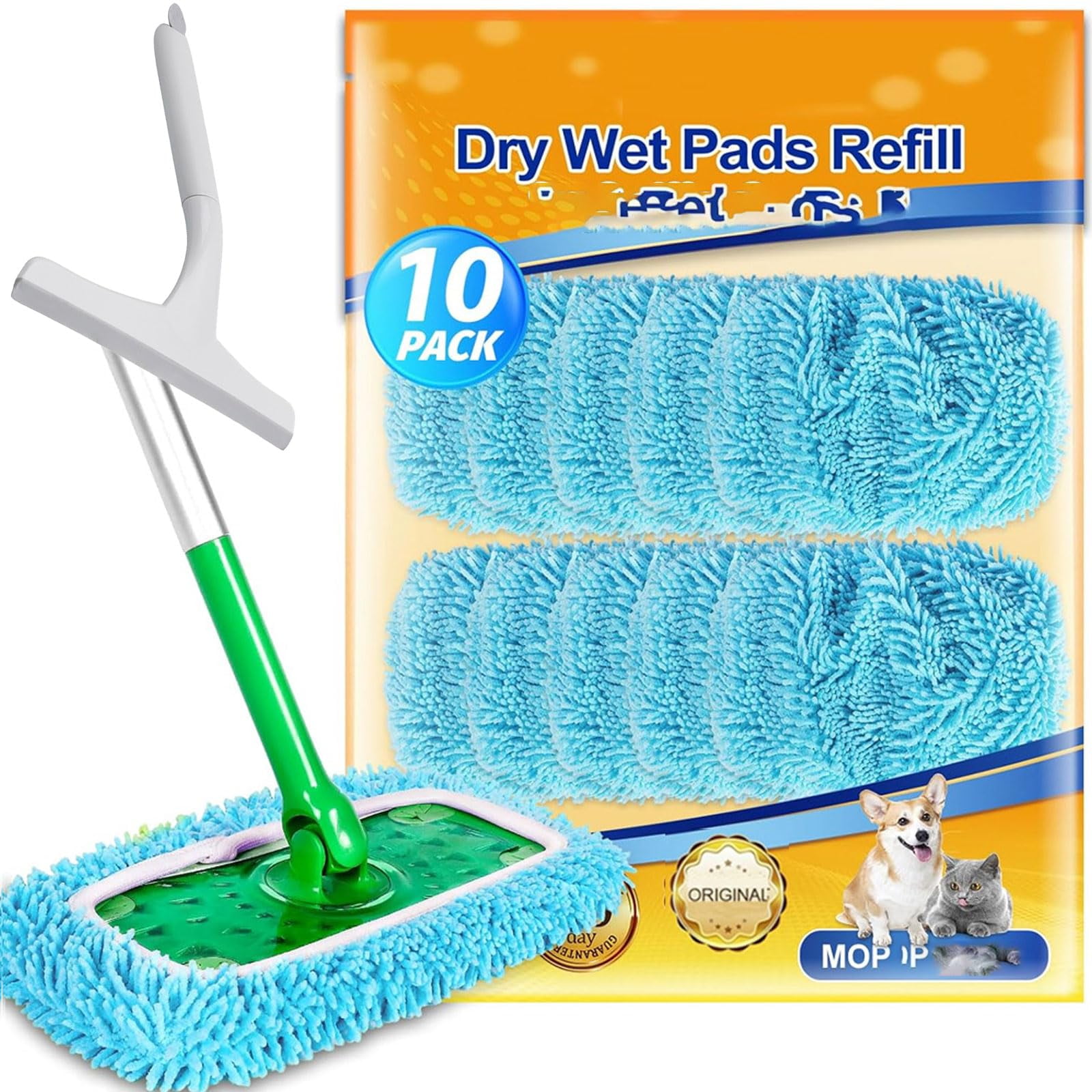 Mopmate Reusable Mop Pads, Microfiber Mop Pads, Machine Washable Floor ...