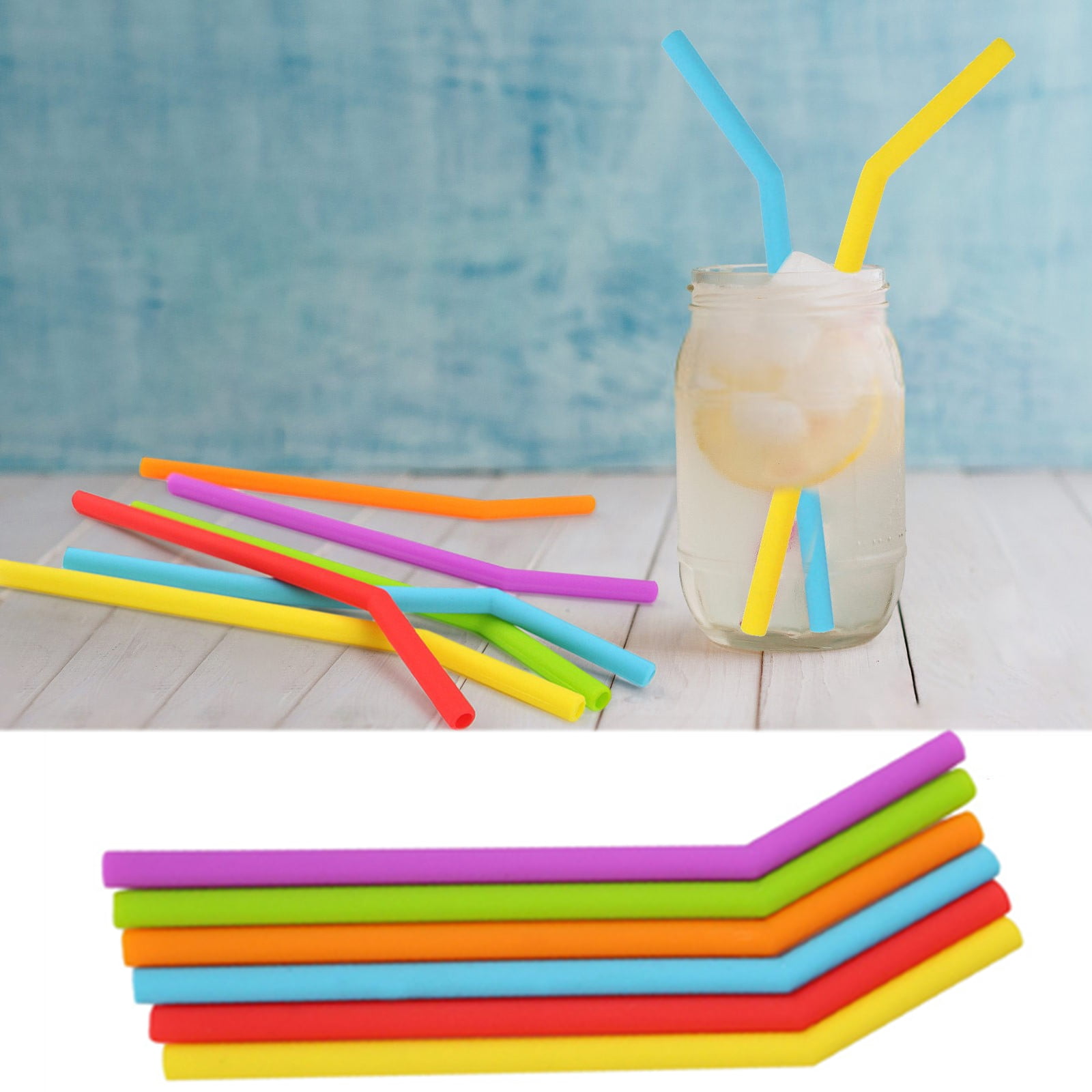 Moqsnm Soft Multipurpose Silicones Straws 6-piece Set Creatives ...