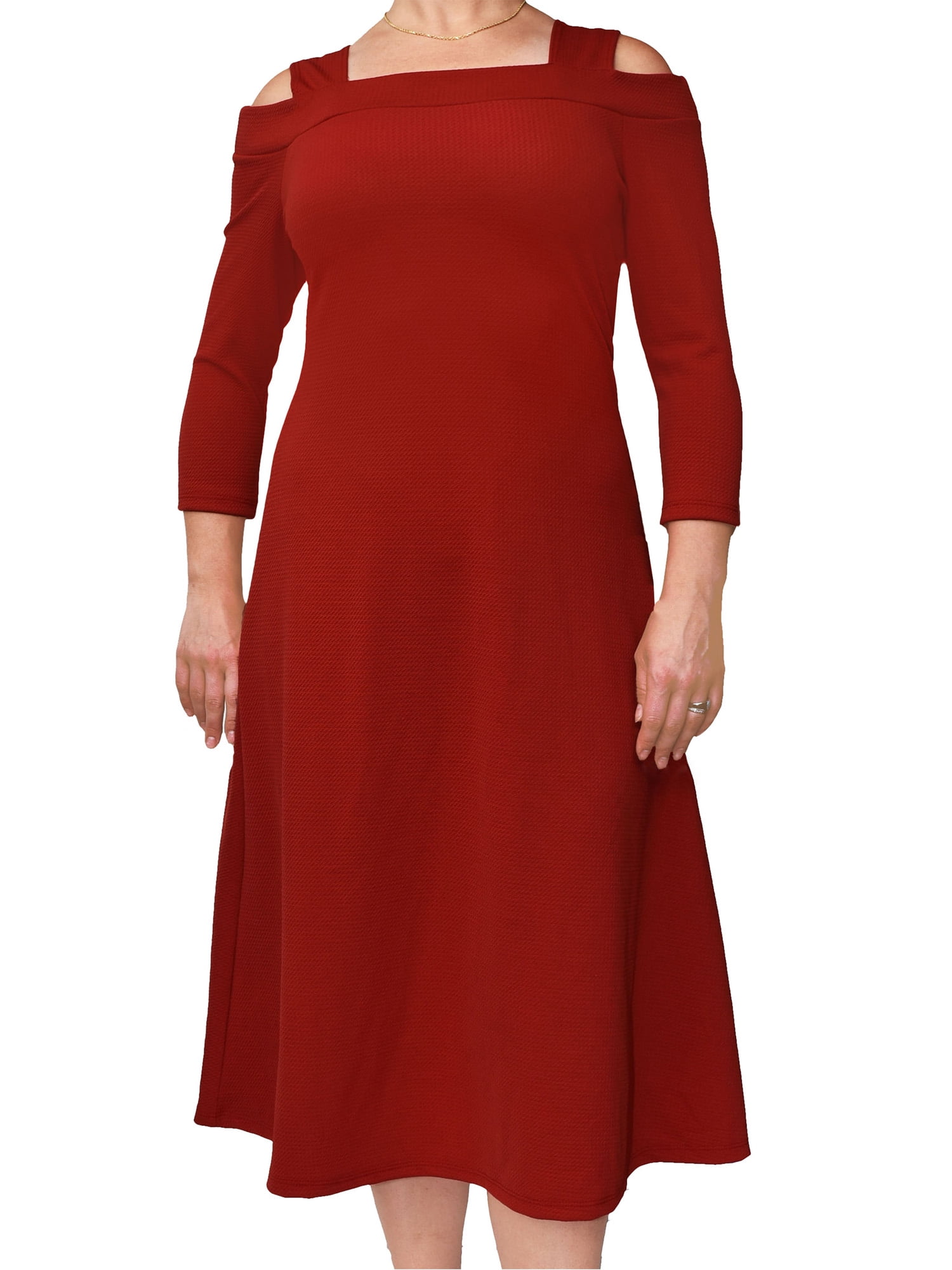 Moraea Womens Liverpool Cold Shoulder Midi Dress | 1X USA Plus Size ...