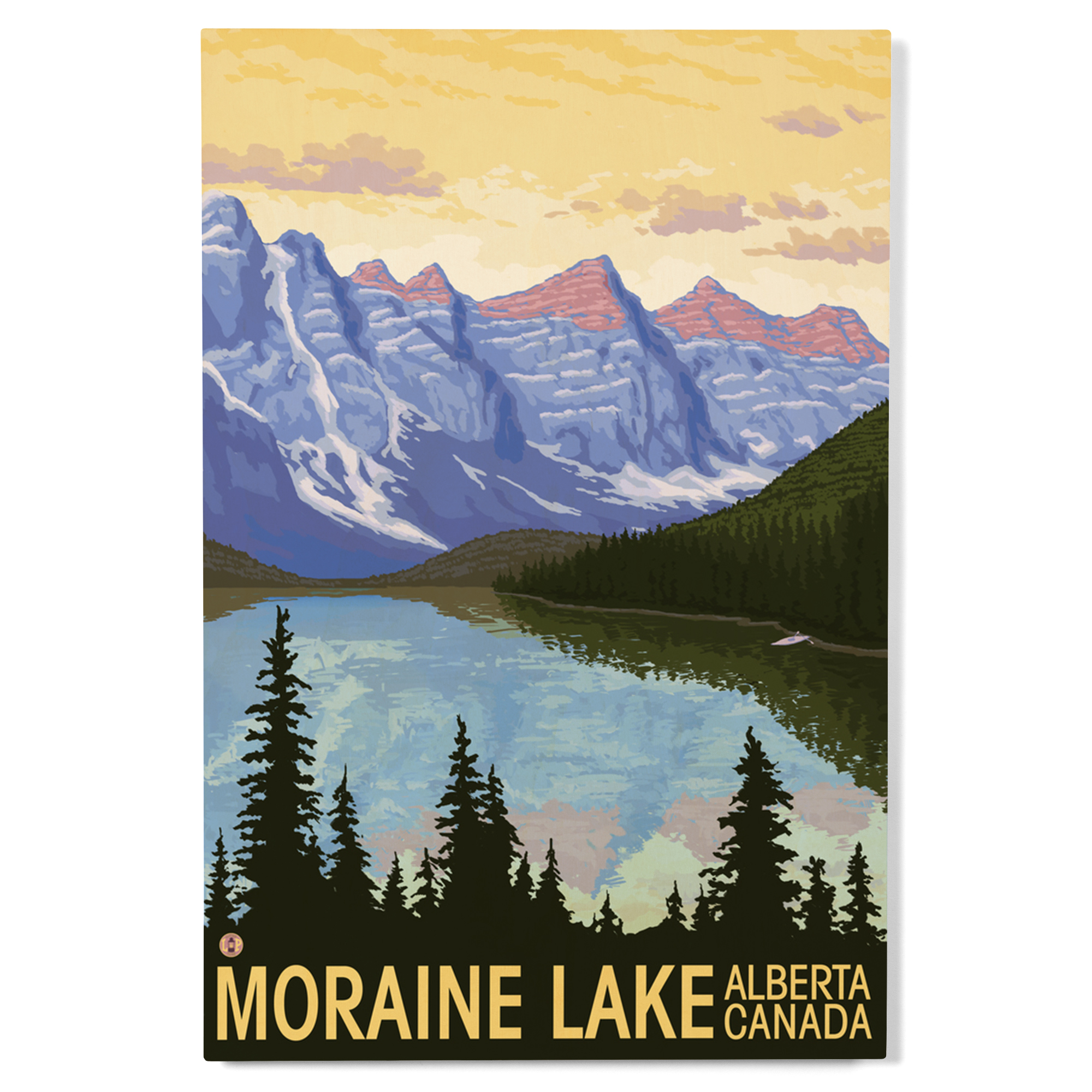 Moraine Lake, Alberta, Canada Birch Wood Wall Sign (12x18 Rustic Home ...