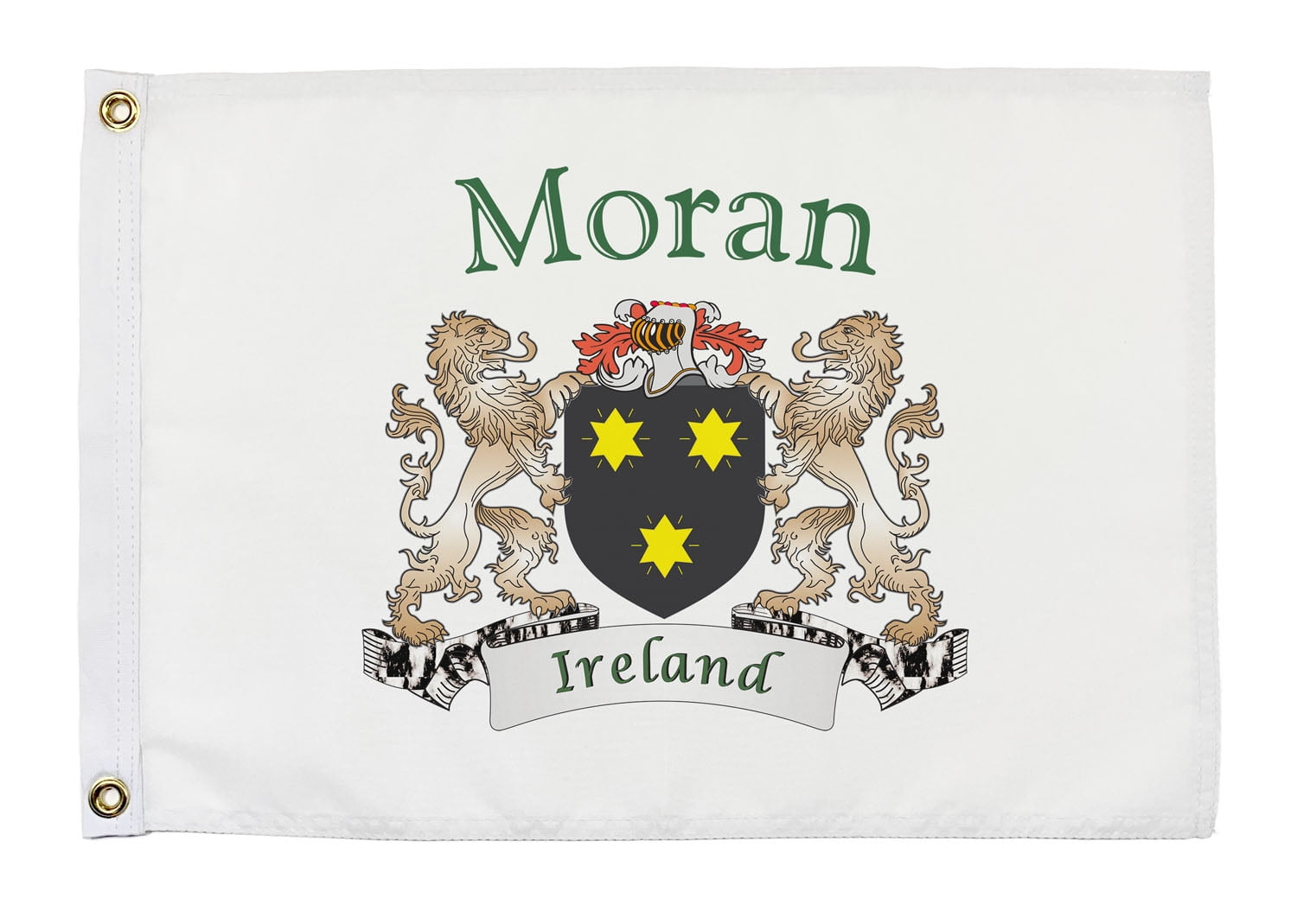 Moran Irish Coat of Arms Small White Flag - 16"x10.5" inches - Walmart.com