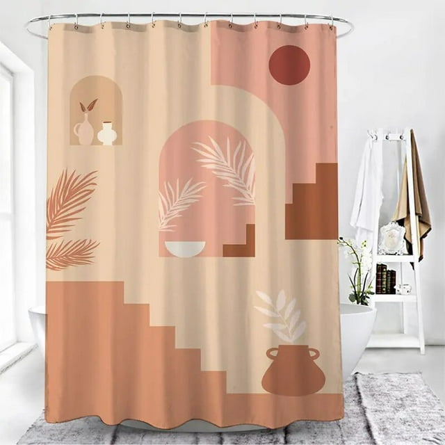 Morandi Abstract Art Shower Curtain Waterproof Polyester Fabric Modern