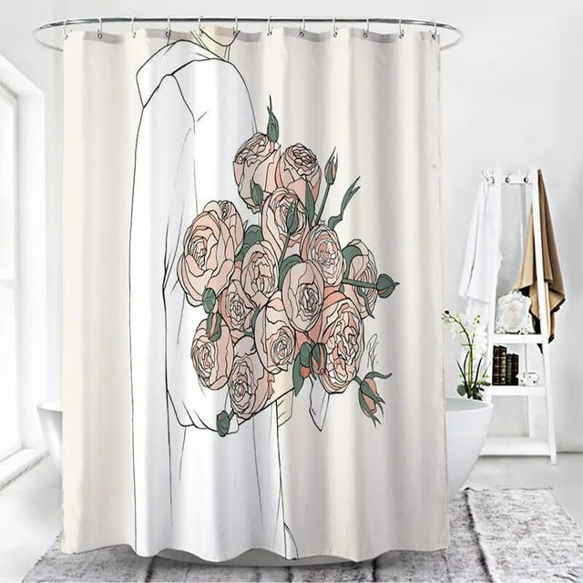 Morandi Abstract Art Shower Curtain Waterproof Polyester Fabric Modern