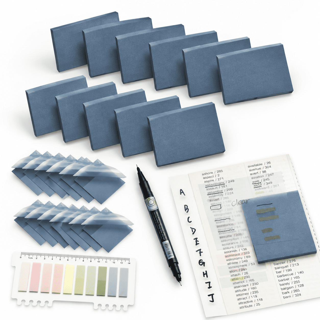Morandi Blue-Morandi Color 3x3 Inch Transparent Sticky Notes Set with ...
