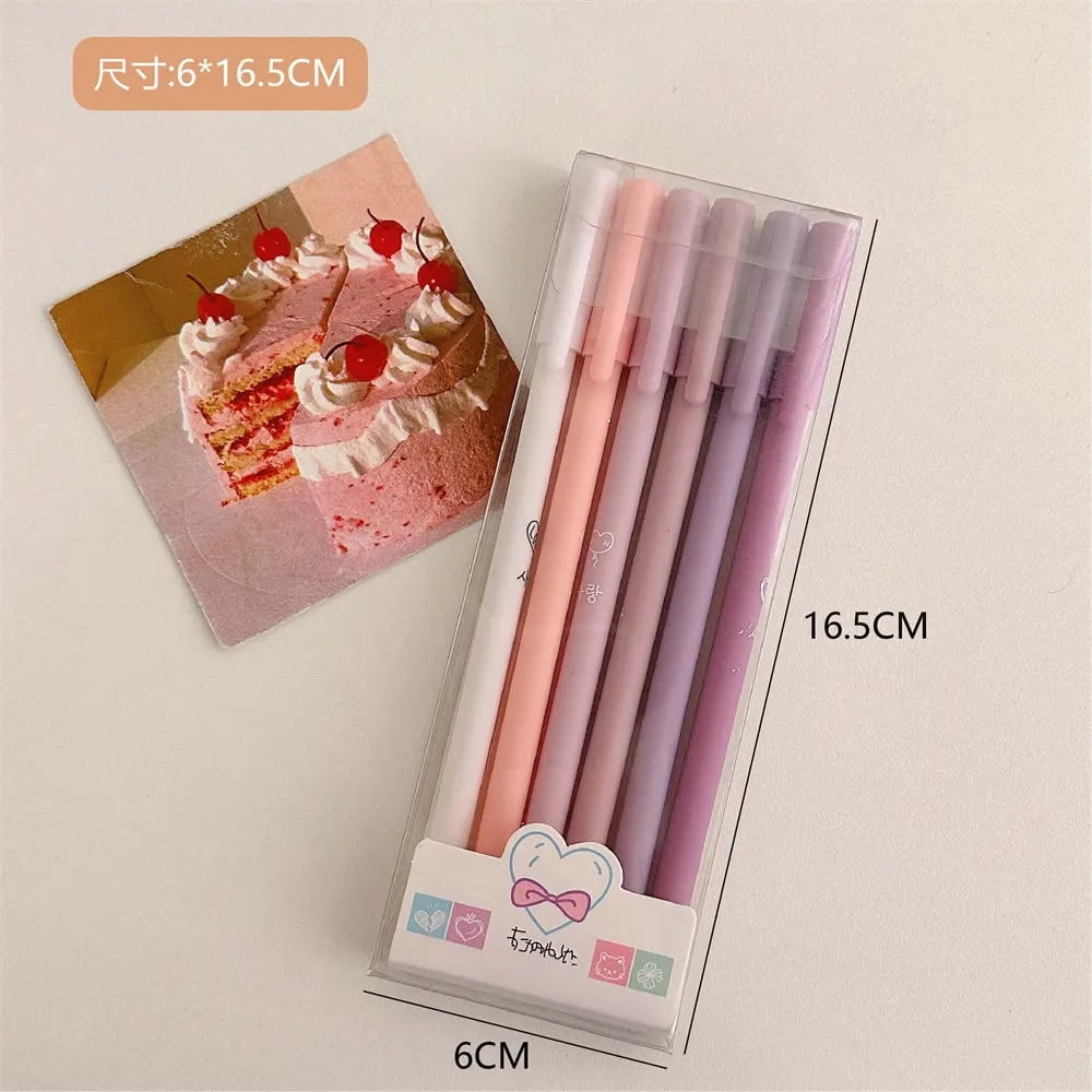 Morandi Color Box Pen Black Gel Pen Set Box Of 6 Student Stationery ...