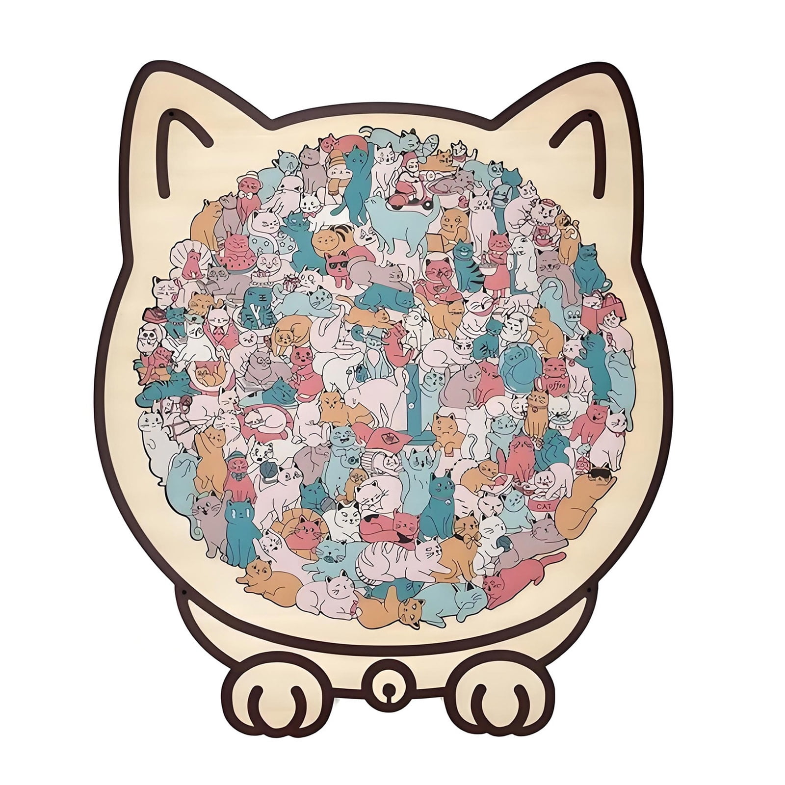 135-Piece Colored Cat Shaped Wooden Jigsaw Puzzle, Cats Shaped Wooden ...