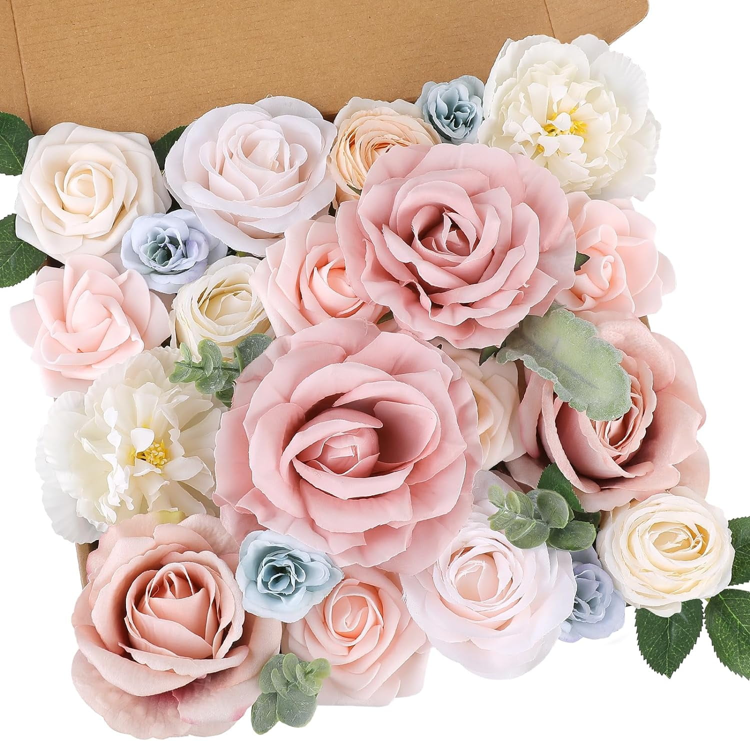 Rose Artificial Flower Combo Box Set, Mix Fake Flowers Leaf, Silk Roses ...