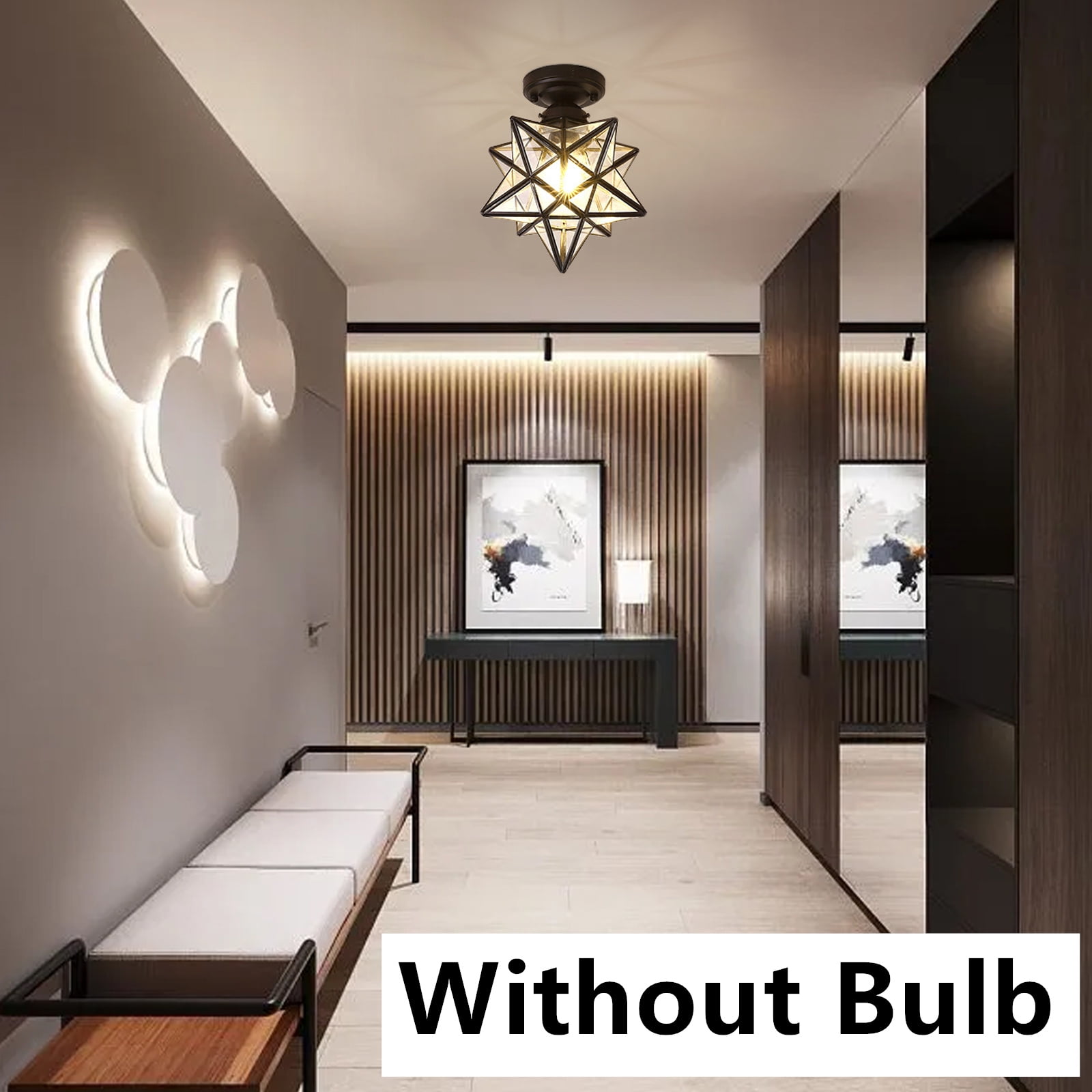 The Moravian Star Flush Mount Ceiling Light, Clear Glass Shade, Modern ...