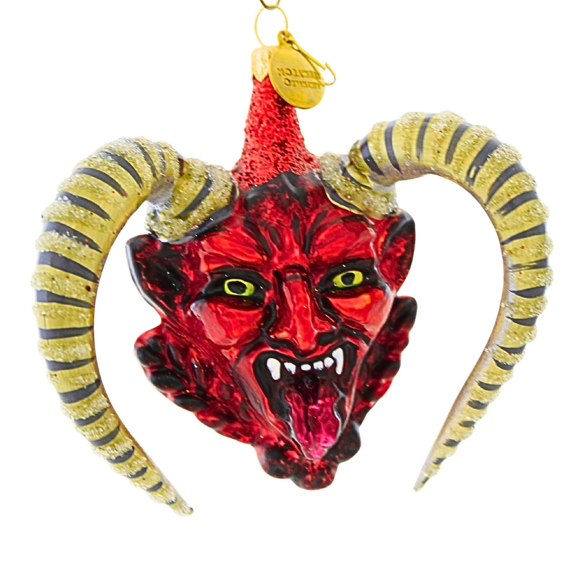 Morawski 4.00In Red Faced Krampus With Gray Glittered Horns, Glass ...