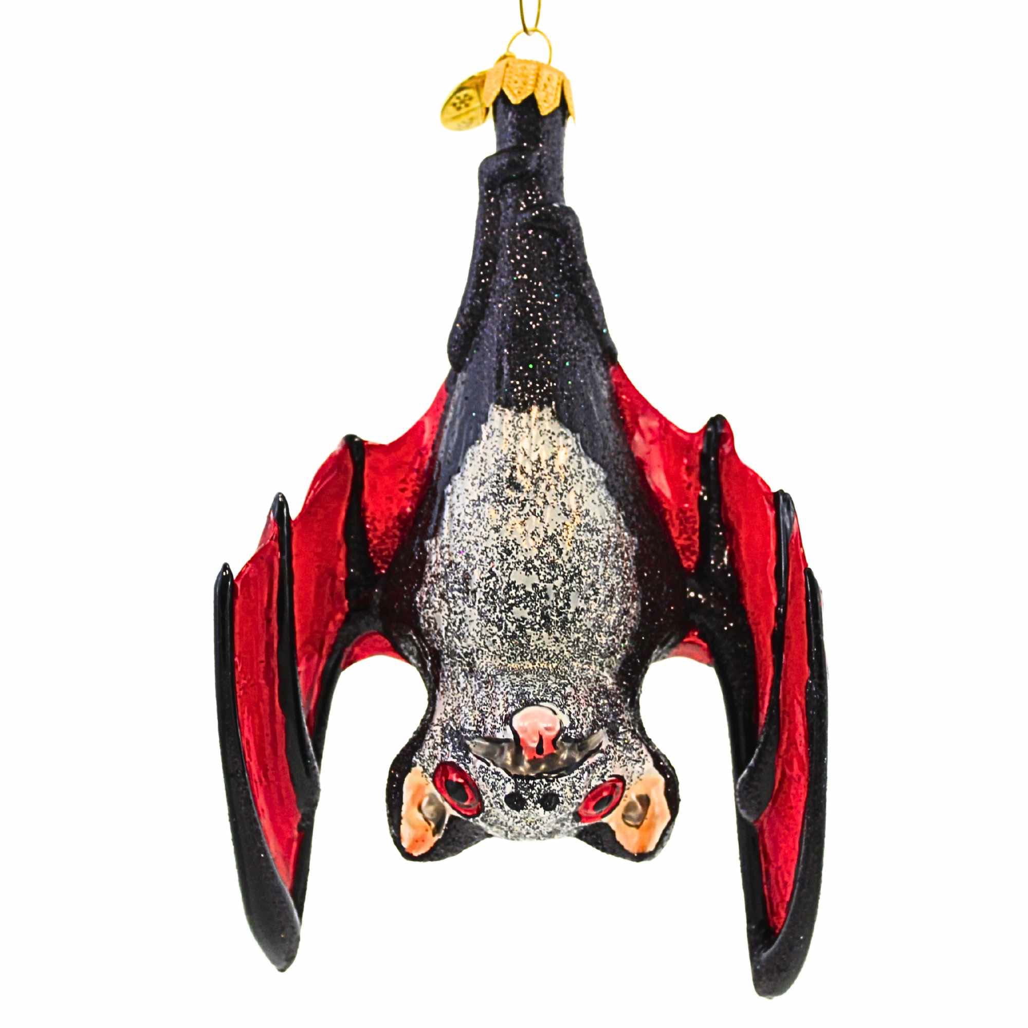Morawski 6.25In Big Black & Red Bat, Glass, Halloween Flying Creature ...