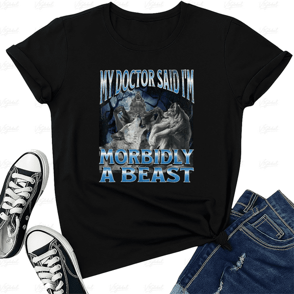 Morbidly A Beast Funny Cringe Alpha Werewolf Meme Humor up to Size 5XL ...