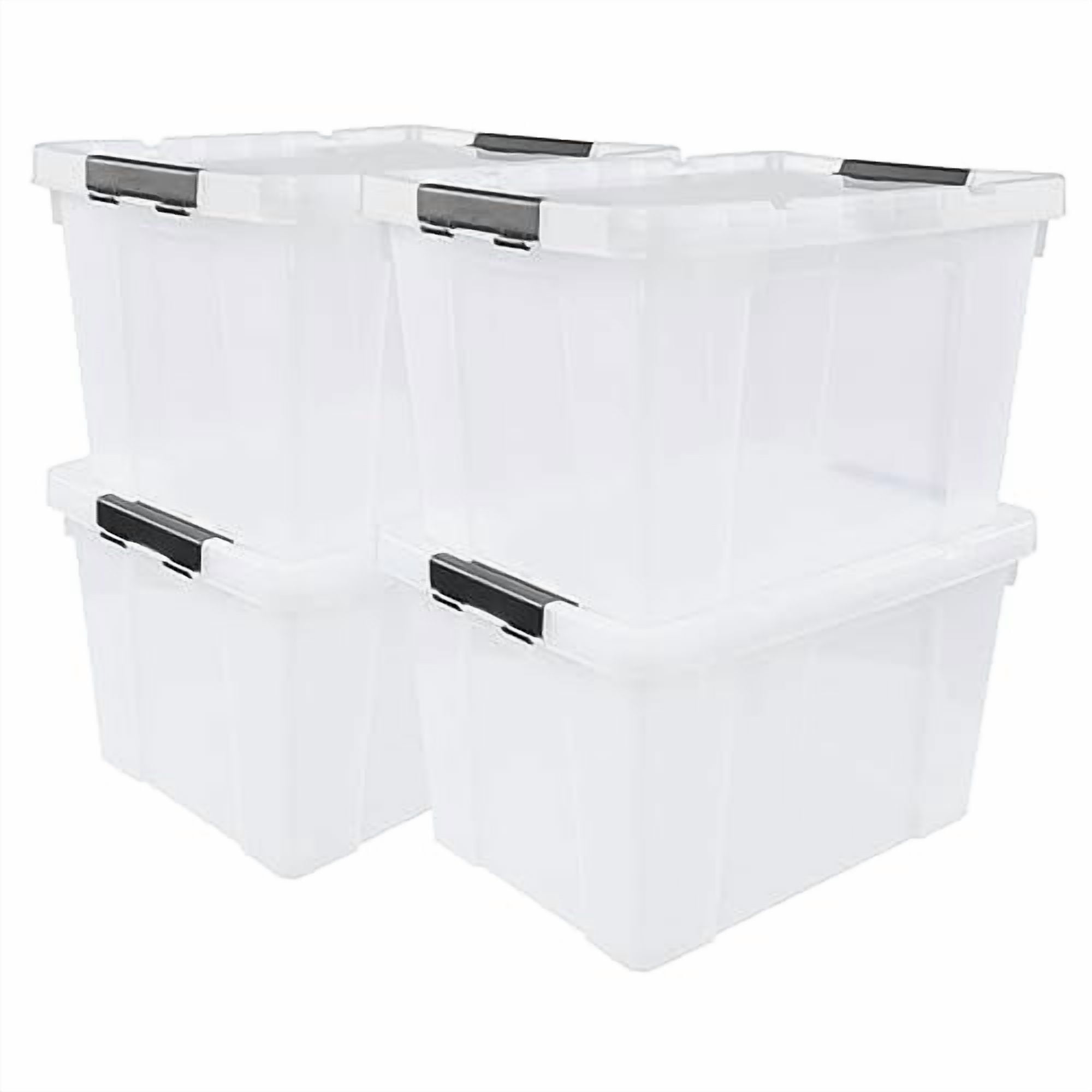 Morcte 4-Pack Clear Plastic Storage Box with Lid and Wheel, 32 L ...