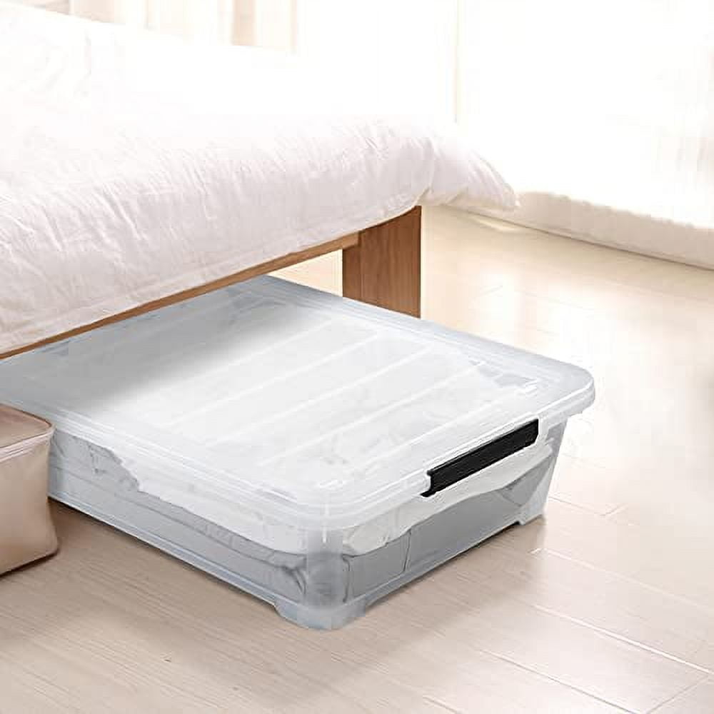 Morcte 40 Quart Plastic Underbed Storage Boxes, Clear Under Bed Plastic ...
