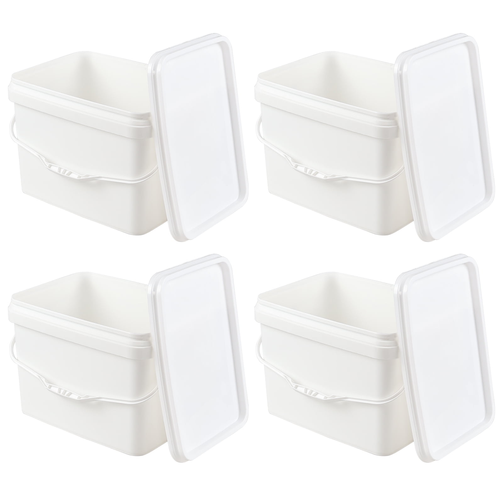 Morcte 5 Gallon White Square Plastic Bucket Food Bucket with Lid, 4 PCS ...