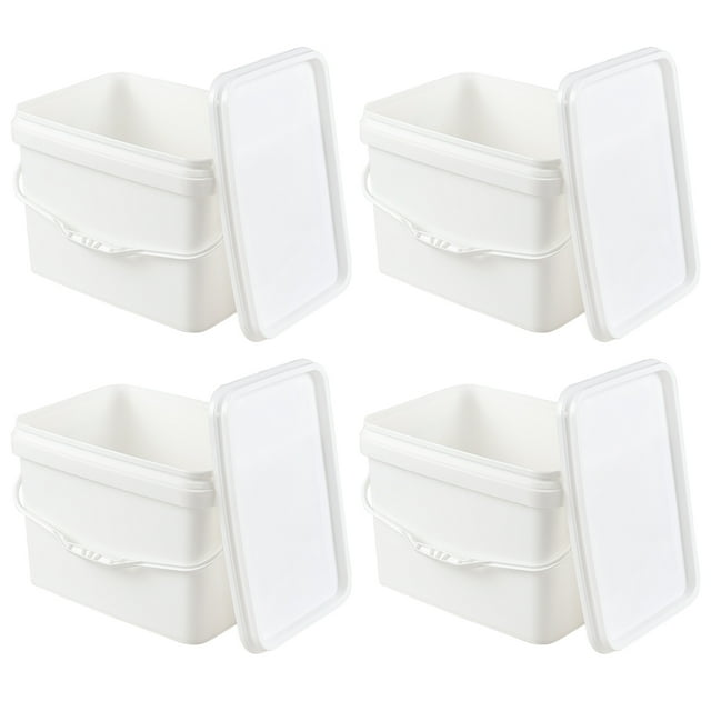 Morcte 5 Gallon White Square Plastic Bucket Food Bucket with Lid, 4 PCS ...