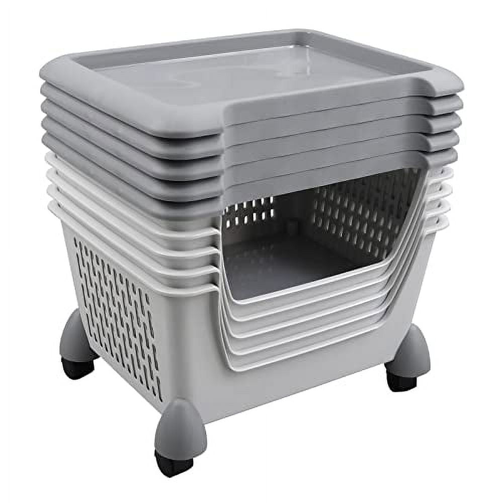 Morcte 5-Pack Plastic Stackable Storage Basket with Lids, Stacking ...