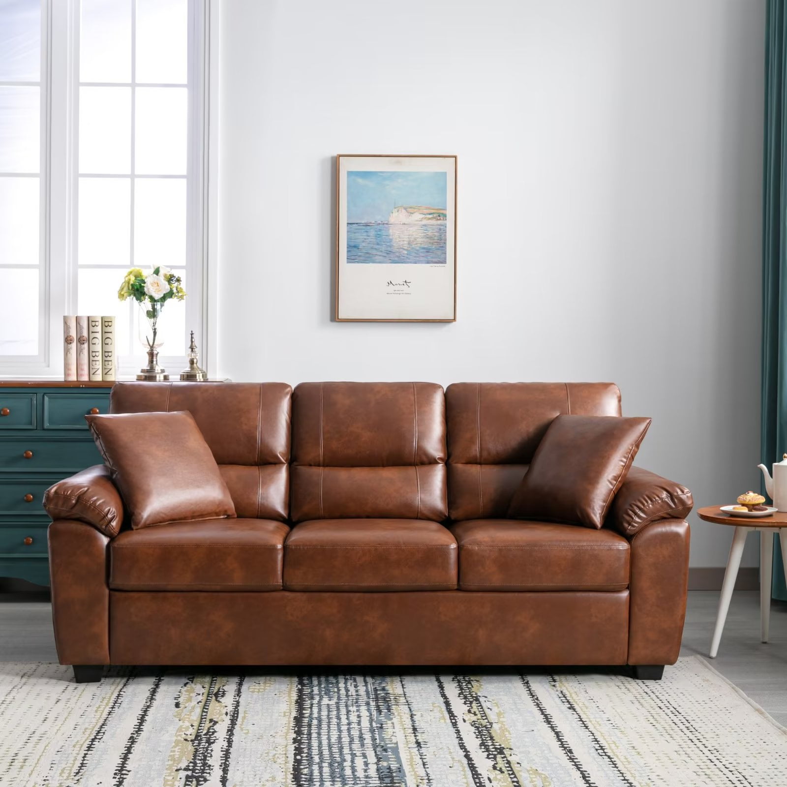 Free Shipping! Morden Fort Contemporary PU leather Sofa Upholstered for ...