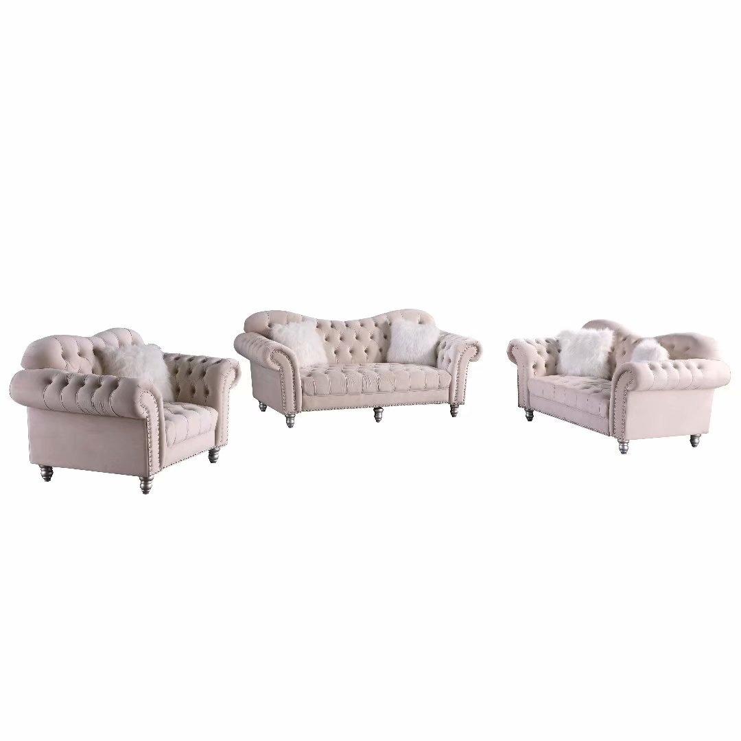 Morden Fort Luxury Classic America Chesterfield Tufted Living Room Set ...