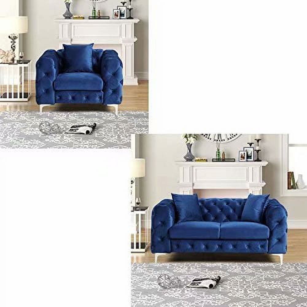 Morden Fort Modern Contemporary 2 Piece of Accent Chair and Loveseat with Deep Button Tufting ...