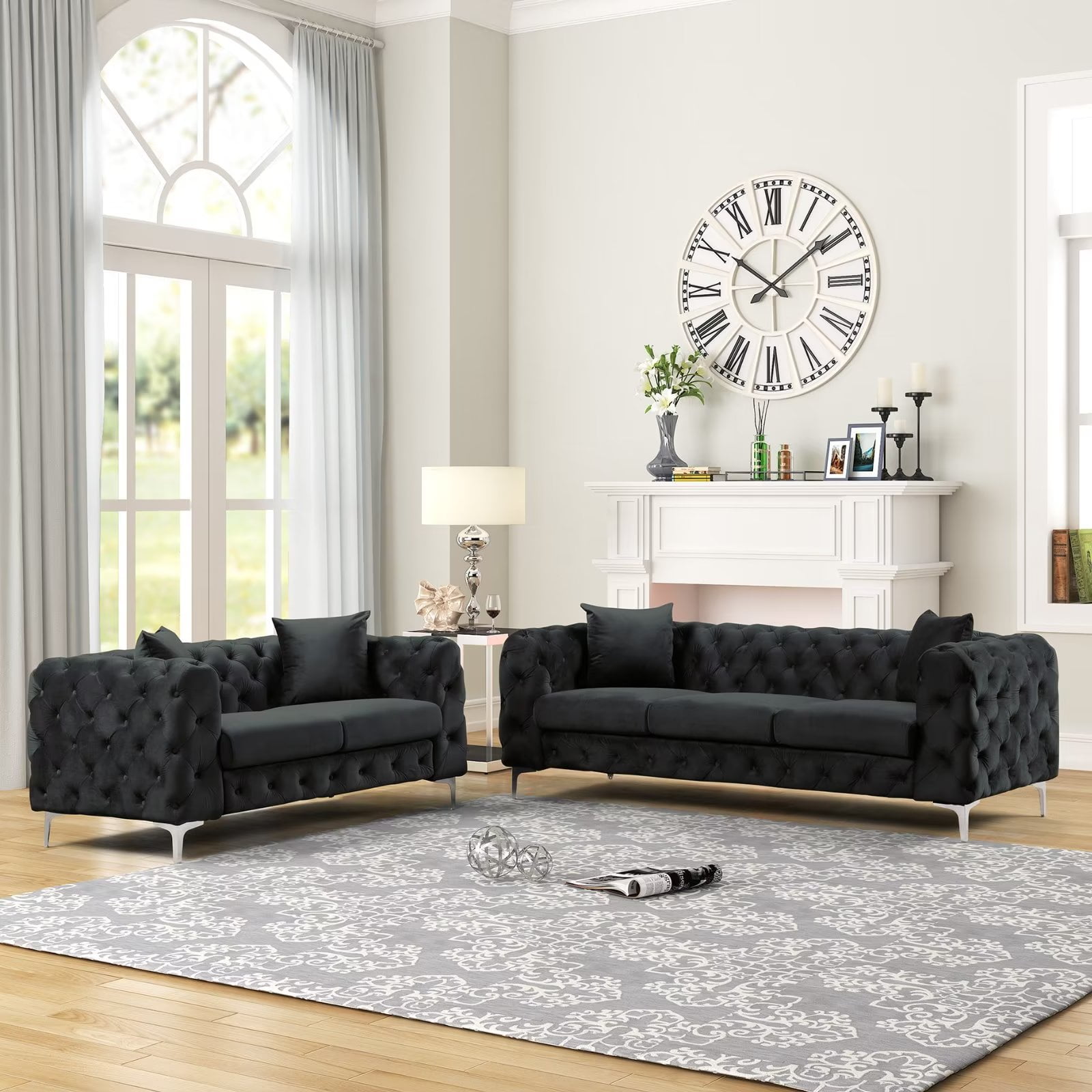 Morden Fort Modern Contemporary 2 Piece of Loveseat and Sofa Set with ...