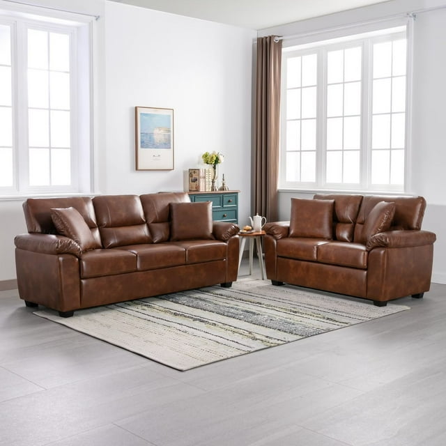 Morden Fort PU Leather Sofa & Loveseat Set, Contemporary, for Living ...