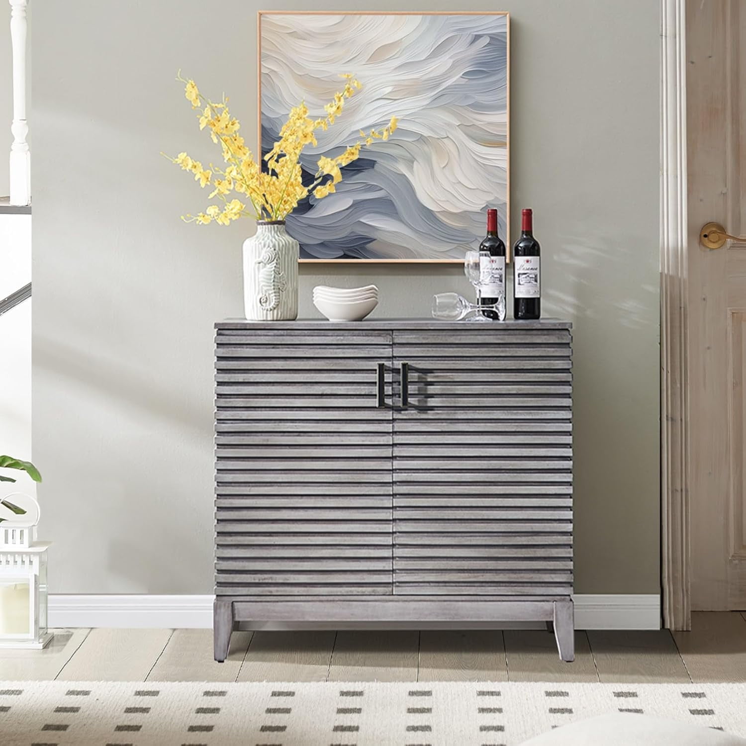 Morden Fort Wood Buffet Cabinet with Storage, 36" Sideboard Cabinet ...