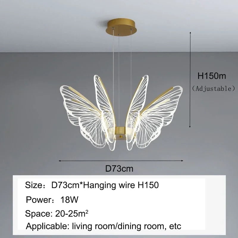 Morden LED Butterfly Ceiling Chandeliers Luxury Pendant Light Bedroom ...