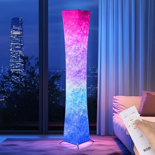 Morden LED Soft Light Floor Lamp, 52" Simple Design Slim RGB 16 Color ...