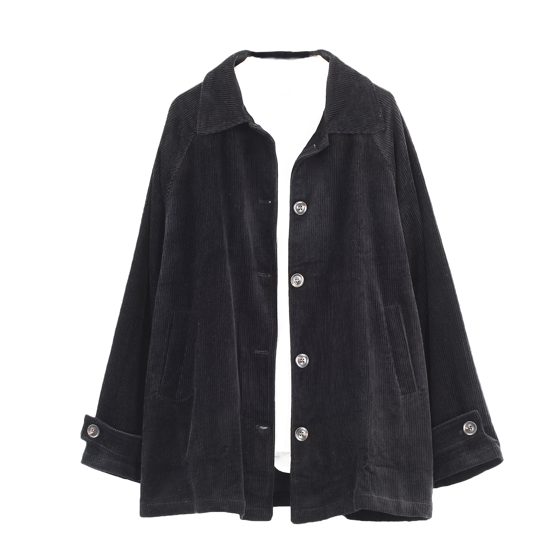 Mordenmiss Women Corduroy jacket loose Retro Coat Long Sleeve Button ...