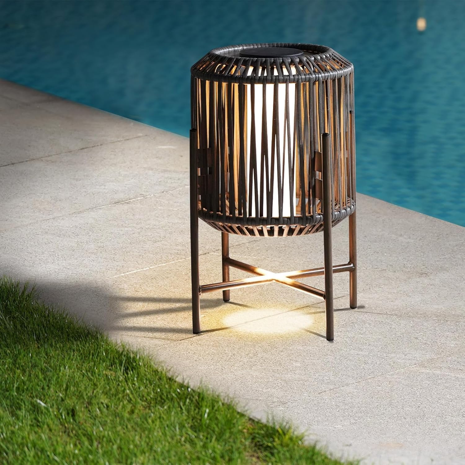 Mordern Floor Lamp, 22" Outdoor&Indoor Decorative Light with Brown ...
