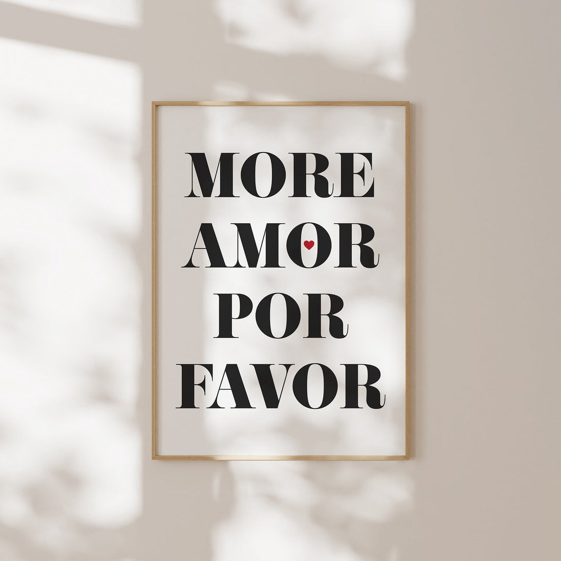 More Amor Por Favor Black White Quote Wall Art, Unframed Canvas Size ...