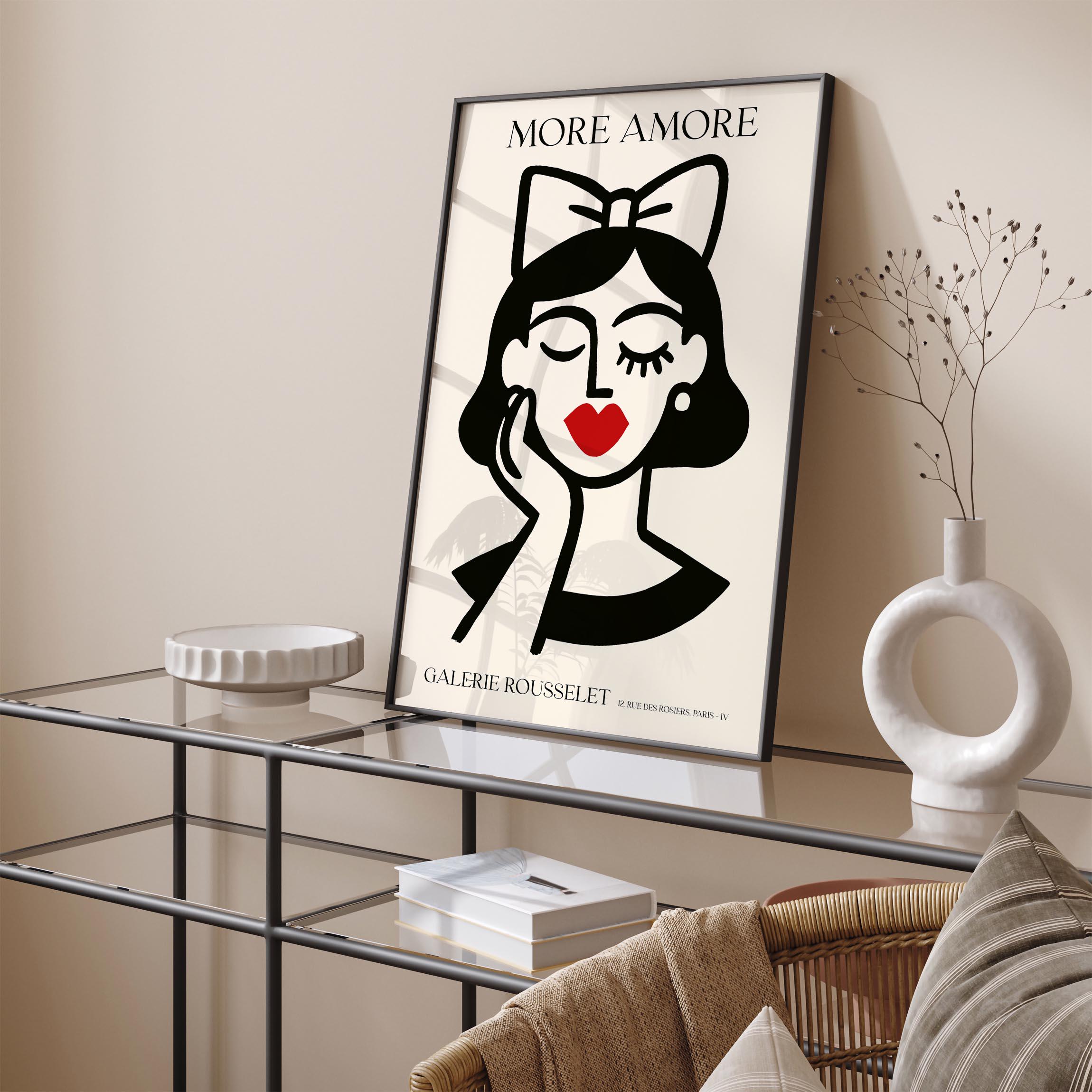 More Amore Poster, French Girl Print, Bold Graphic Wall Art UNFRAMED ...