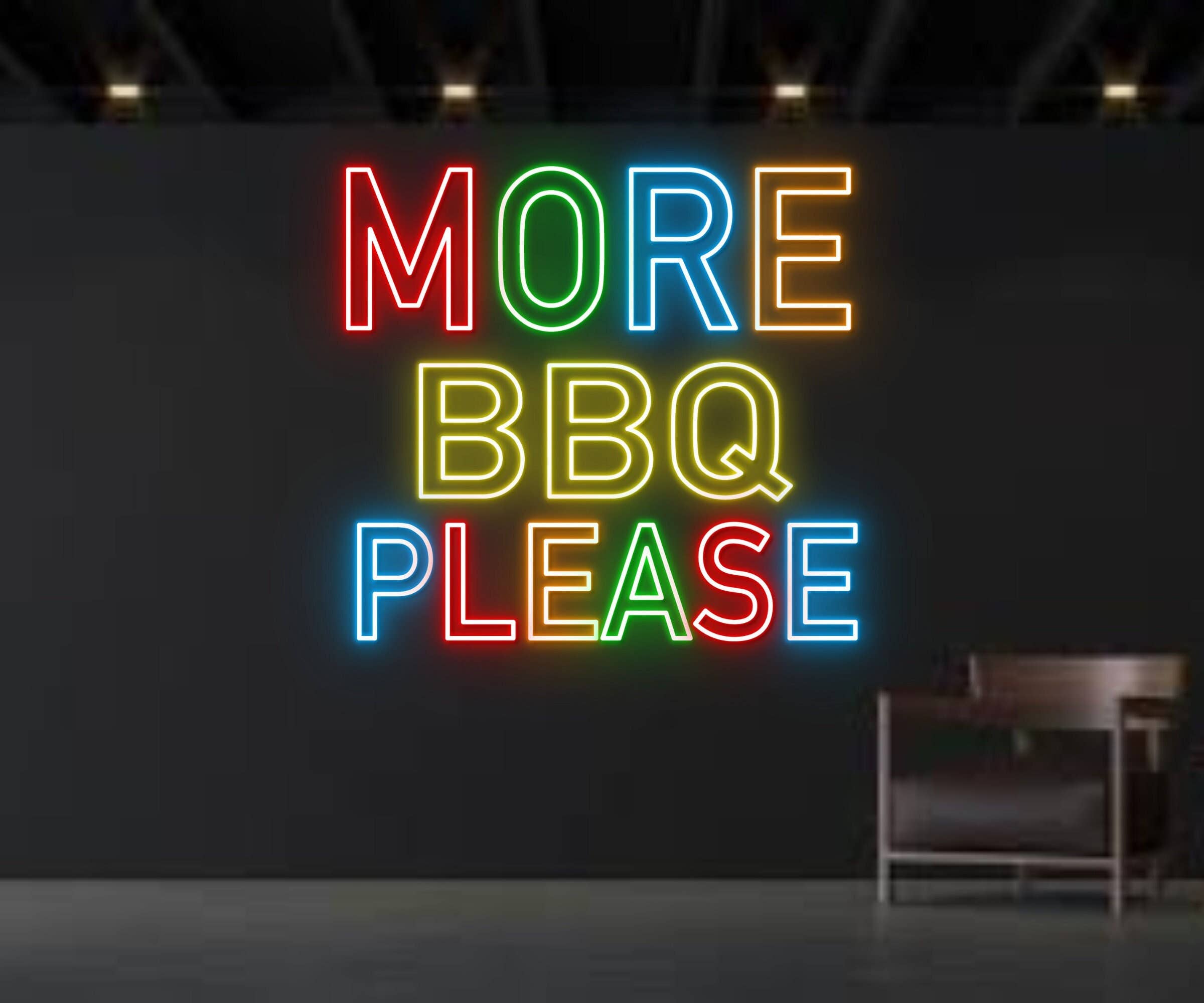 More BBQ Please Neon Sign, BBQ Restaurant Signboard Decor - Walmart.com