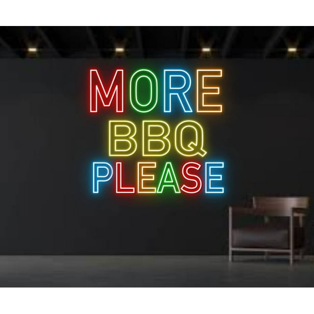 More BBQ Please Neon Sign, BBQ Restaurant Signboard Decor - Walmart.com