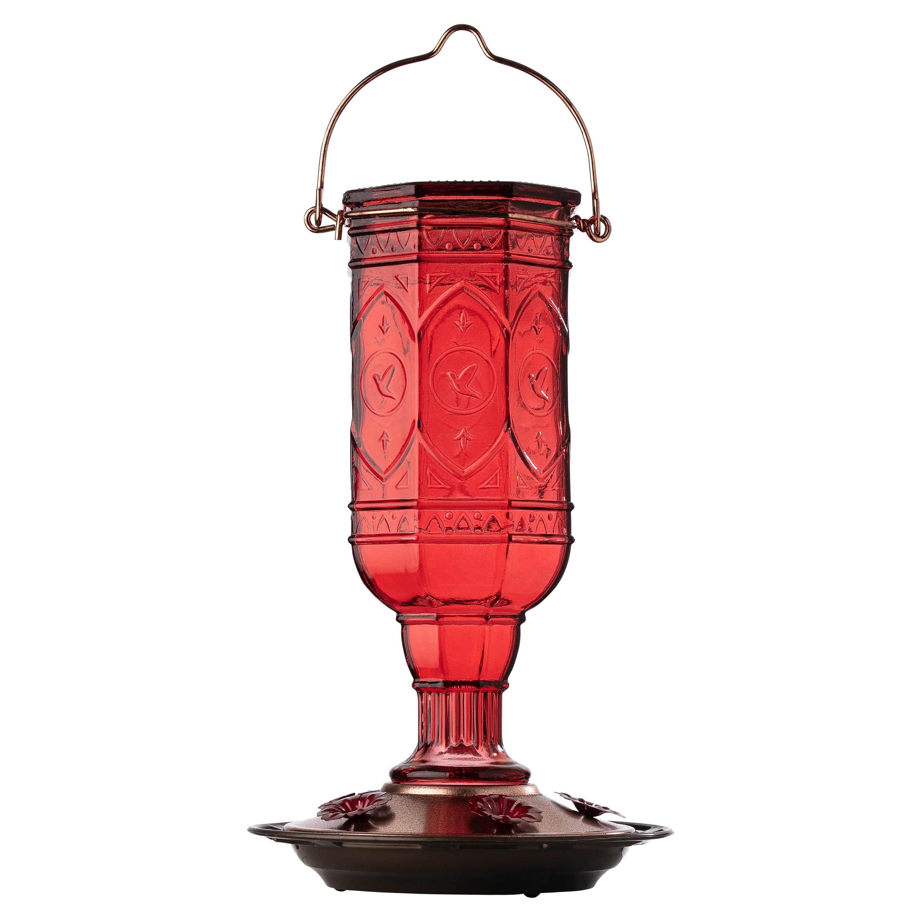More Birds Red Jewel Glass Bottle Hummingbird Feeder, 20 oz Nectar ...