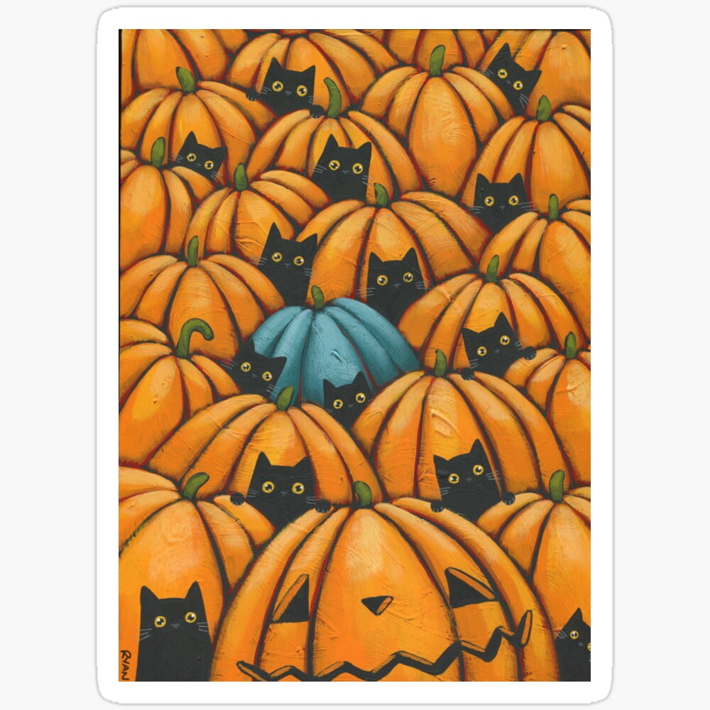 More Black Cats In The Pumpkin Patch Sticker Phone Decal Water Bottle ...