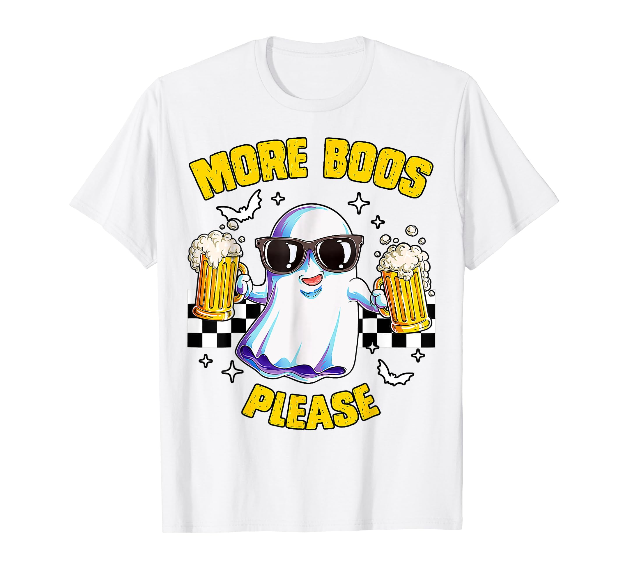 More Boos Please Cute Ghost Beer Funny Halloween Drinking T-Shirt ...