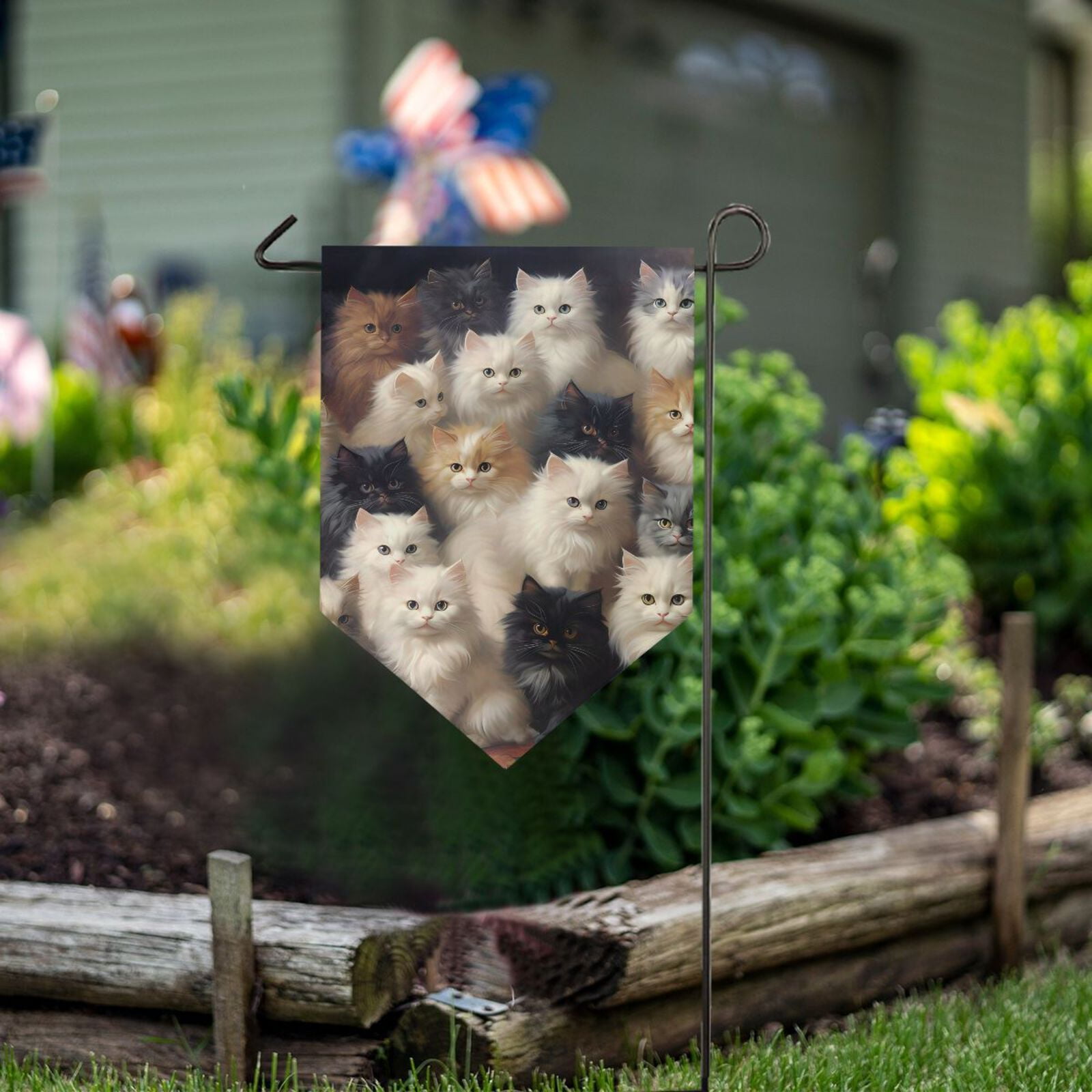 More Cats Garden Flag 18" x 12.5" Double Sided Yard Lawn Outdoor Decor ...